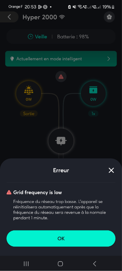 Hyper 2000 en erreur frequecy is low - Zendure Community